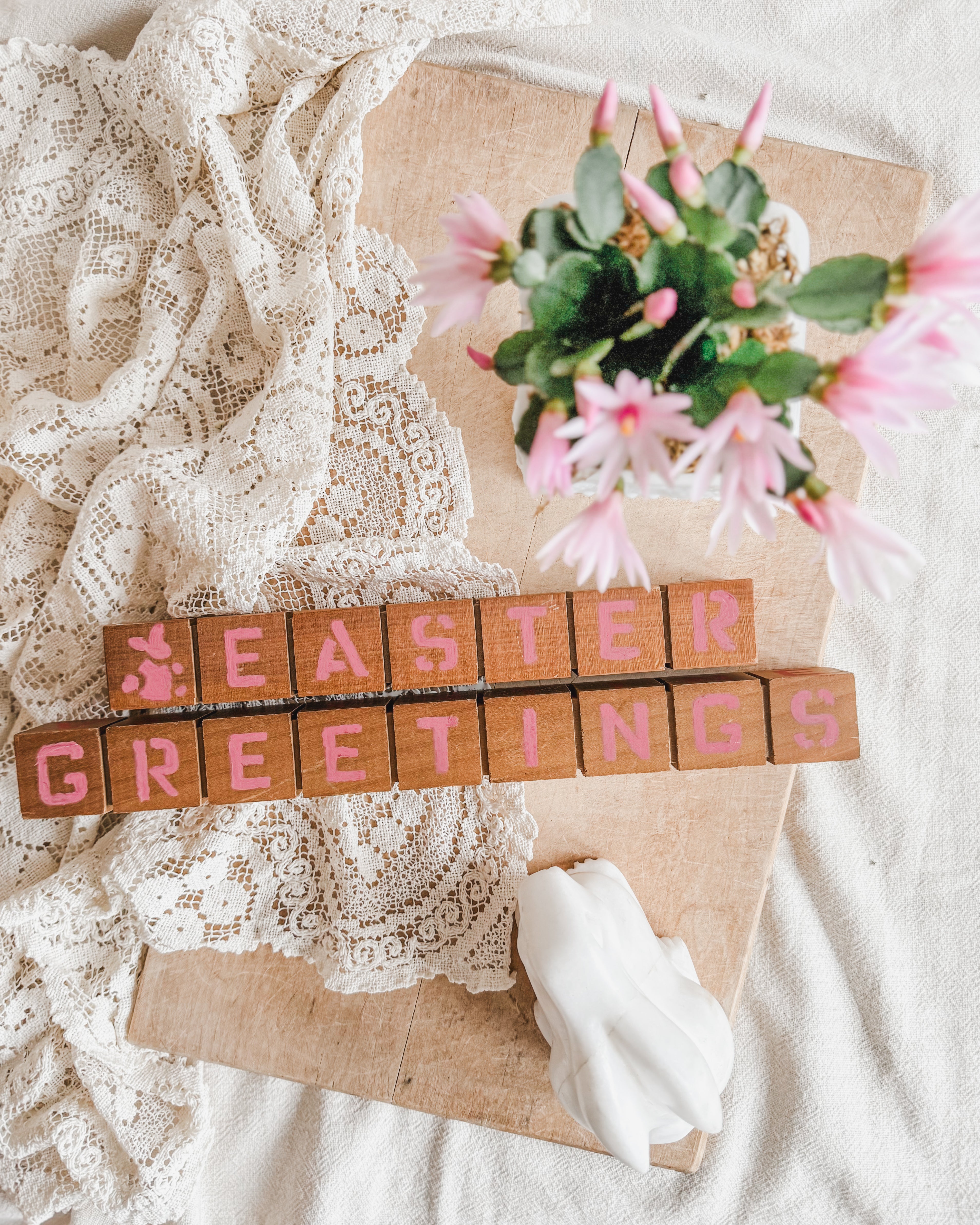 Wooden Blocks Hand Painted Seasonal Message Blocks – Finches & Ferns